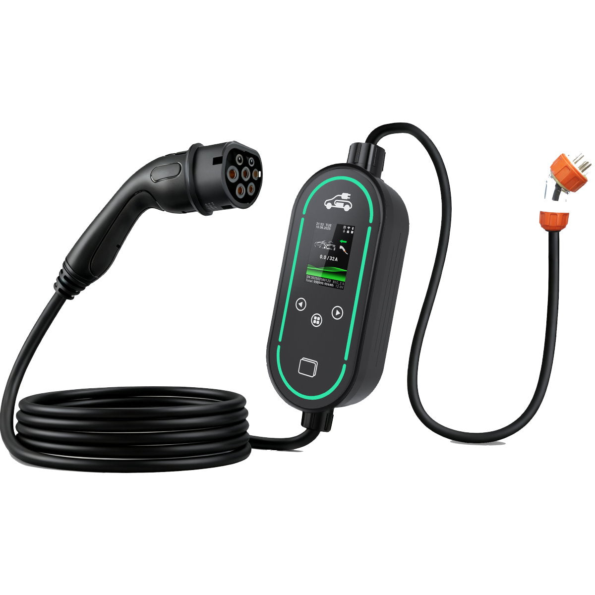 Portable 7.4Kw Single Phase Type 2 EV Charger 32Amp Australian 3 pin r ...