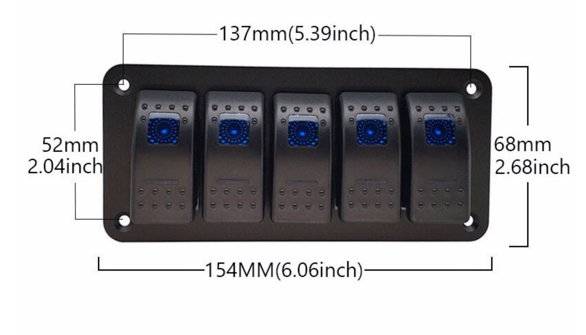 YJ-SP-A05 12V 24V 5 Gang Slimline LED Rocker Switch Panel for 4WD Boat ...