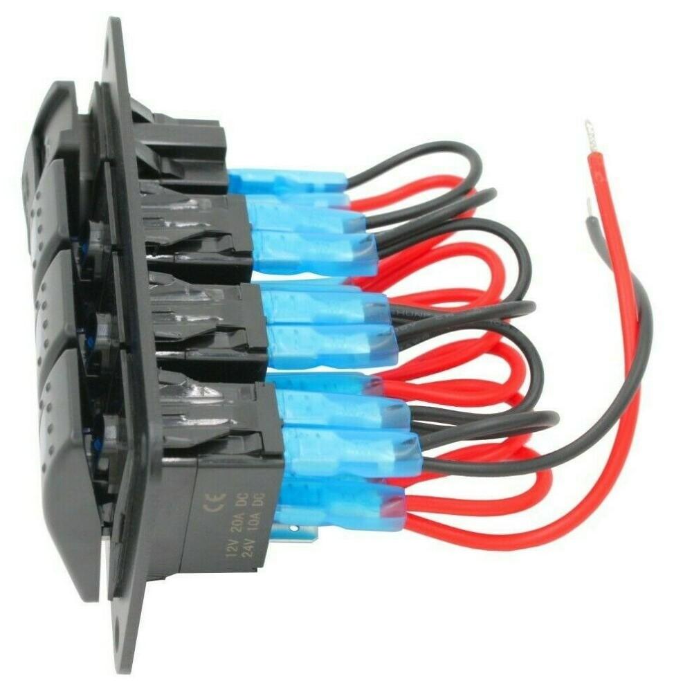 YJ-SP-AC3 12V 24V 3 Gang Slimline LED Rocker Switch Panel USB Car Char ...